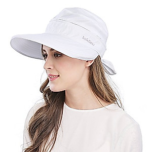 Wide Large Brim Sun Hat Summer UV Protection Thin Hat 2 in 1 Beach Sun Hat,White,One Size