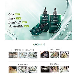 Aromase 5α Intensive Oily Hair Solution Kit (5α Juniper Scalp Purifying Liquid Shampoo 2.8 Fl Oz + 5α Intensive Oily Hair Balancing Essential Shampoo 14 Fl. Oz) for Oily Scalp, Oil Smells