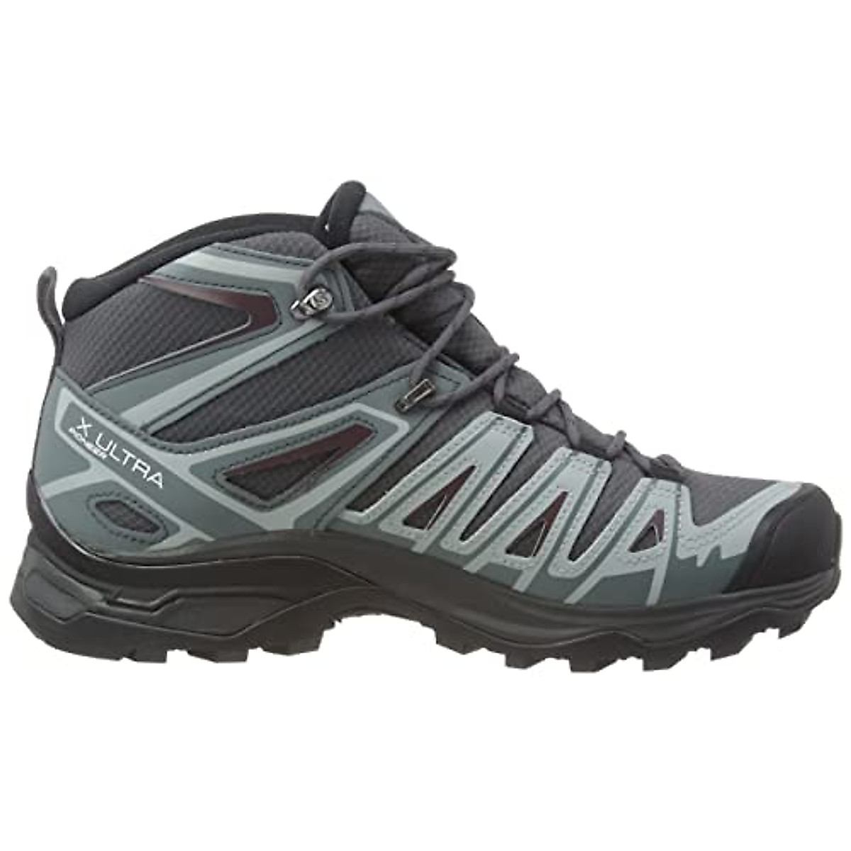 Salomon X Ultra Pioneer MID CLIMASALOMON Waterproof Hiking Boots for Women Trail Running Shoe, Ebony/Stormy Weather/Wine Tasting, 7