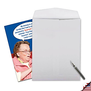 NobleWorks - 1 Big Humorous Happy Birthday Appreciation Card 8.5 x 11 Inch with Envelope, Jumbo Greeting a Funny Cell Phone Congratulations for Grandma and Old Ladies - Incorrect Password J9912