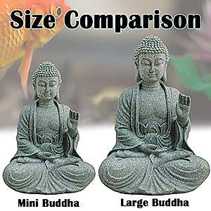 livelyfish Fish Tank Buddha Statue Handmade Japanese Aquarium Decoration Heavy-Duty Peace Hand Meditation Buda Sculpture for Aquarium Fish Tank Home Decor, Large-B