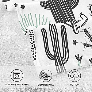 ALAZA Hand Drawn Cactus Cacti Hand Towels for Bathroom 1OO% Cotton 2 pcs Face Towel 16 x 28 inch, Absorbent Soft & Skin-Friendly
