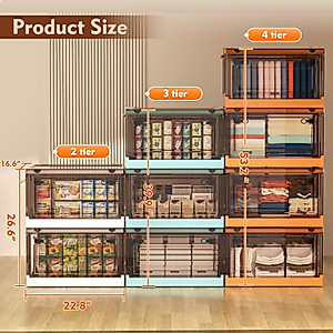 CTSNSLH 228QT Storage Bins with Lids, Plastic Storage Bins with 3 Lids, Storage Box with Door and Wheels,Collapsible Storage Containers(76QT*3)