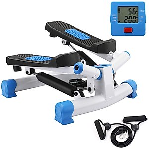 Indoor Fitness Stair Stepper Aerobic Trainer Twist Stair Stepper with Resistance Bands for Beginners and Professionals (Blue)