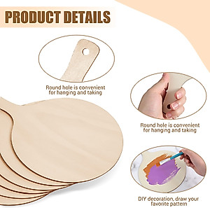 6 Pieces Mini Wooden Cutting Board Craft with Handle Wooden Chopping Board Unfinished Round Charcuterie Boards Mini Cheese Board Rustic Paddle for Christmas DIY Serving Home Kitchen Decor