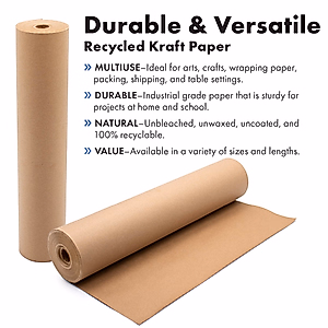 Industrial Grade Paper for Moving & Packing | Shipping, Gift Wrapping, Arts, Crafts & Table Settings | Recycled Kraft Paper Roll | 30 inches x 150 feet | by The Paper Factory LLC