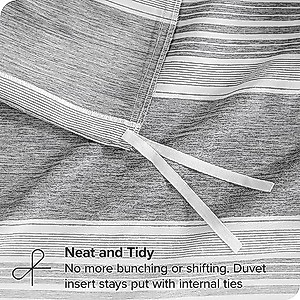 Bare Home Queen Size - Premium 1800 Super Soft Duvet Covers Collection - Lightweight, Soft Textured Bedding Duvet Cover (Queen, Stripe - Heathered Charcoal)