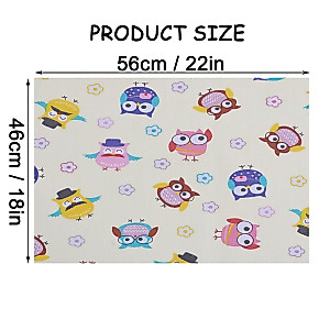 7Pcs Cartoon Owls Prined 18" x 22" Fat Quarters Fabric Bundles for Patchwork Quilting,Pre-Cut Quilt Squares for DIY Sewing Patterns Crafts