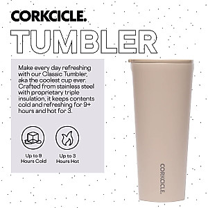 Corkcicle Classic Triple Insulated Coffee Mug with Lid, Desert, 24 oz – Stainless Steel Travel Tumbler Keeps Beverages Cold 9+hrs, Hot 3hrs – Cupholder Friendly Travel Coffee Tumbler
