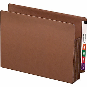 Smead End Tab TUFF® File Pocket, Reinforced Straight-Cut Tab, 3-1/2" Expansion, Tyvek® Gusset, Extra Wide Letter Size, Redrope, 10 per Box (73780)