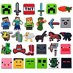 30Pcs for Minecraft Shoe Croc Charms for Boys Teens, Cute Game for Minecraft Charms for Croc Decoration Accessories, Party Birthday Gifts