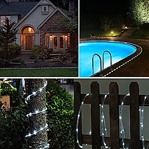 Solar Rope Light 33FT 100L IP65 Waterproof Outdoor LED Copper Fairy String Tube Lights for Party Garden Yard Home Wedding Christmas Halloween Holiday Decoration Lighting(Cool White)