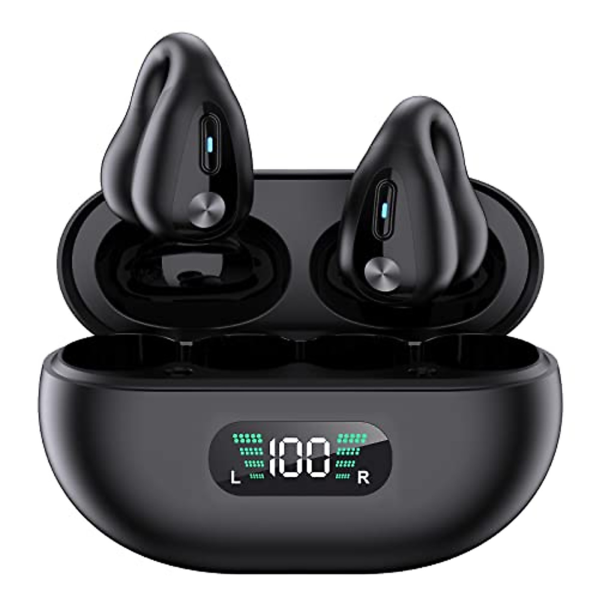 MALIHOO Wireless Open Ear Sport Earphones, Clip On Bluetooth Earbuds for Android iPhone,Bone Conduction Headphones,Wireless Bluetooth Headset for Cycling,Running Workout,Running,Driving,Bluetooth 5.3