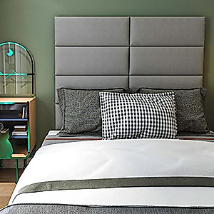 Art3d Padded Bed Headboard for Queen/Twin/King/Full-Removable-Sized 31.5x11.8inches Pack of 8pcs-Gray, Upholstered Wall Panels for Interior Wall Decor