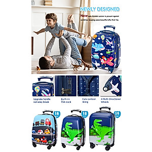 GURHODVO Kids Carry On Luggage for Boy's, Girl's Children Rolling Suitcase with 4 Spinner Wheels Hardshell Case for Toddler to Travel (airplane)