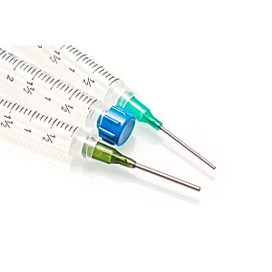 Dispense All - The 9 Pack - 10ml 3ml 1ml Syringes with 14G & 18G Blunt Tipped Dispensing Needles and Syringe Caps, Luer Lock | Repair Refill Mix Measure Transfer Ink Juice Oil Wood Glue Adhesive Epoxy