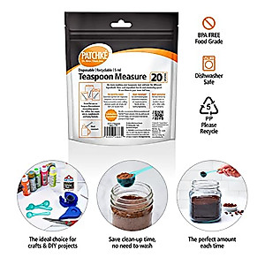 Disposable Teaspoon Measuring Spoons - Coffee Scoop Measure, Fits in Spice Jars [20 Pack - 5 ml]