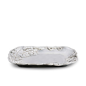 Arthur Court Designs Aluminum Grape Food Service Tray, Desktop Storage Organizer, Catchall, Valet, Nightstand or Dresser 9.5 inch Long