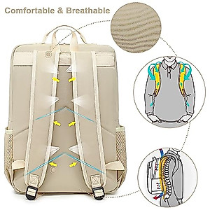 CAMTOP School Backpack Men Women Vintage Laptop Backpacks 15.6 Inch College Bookbags Laptop Bag Travel backpacks(Beige)