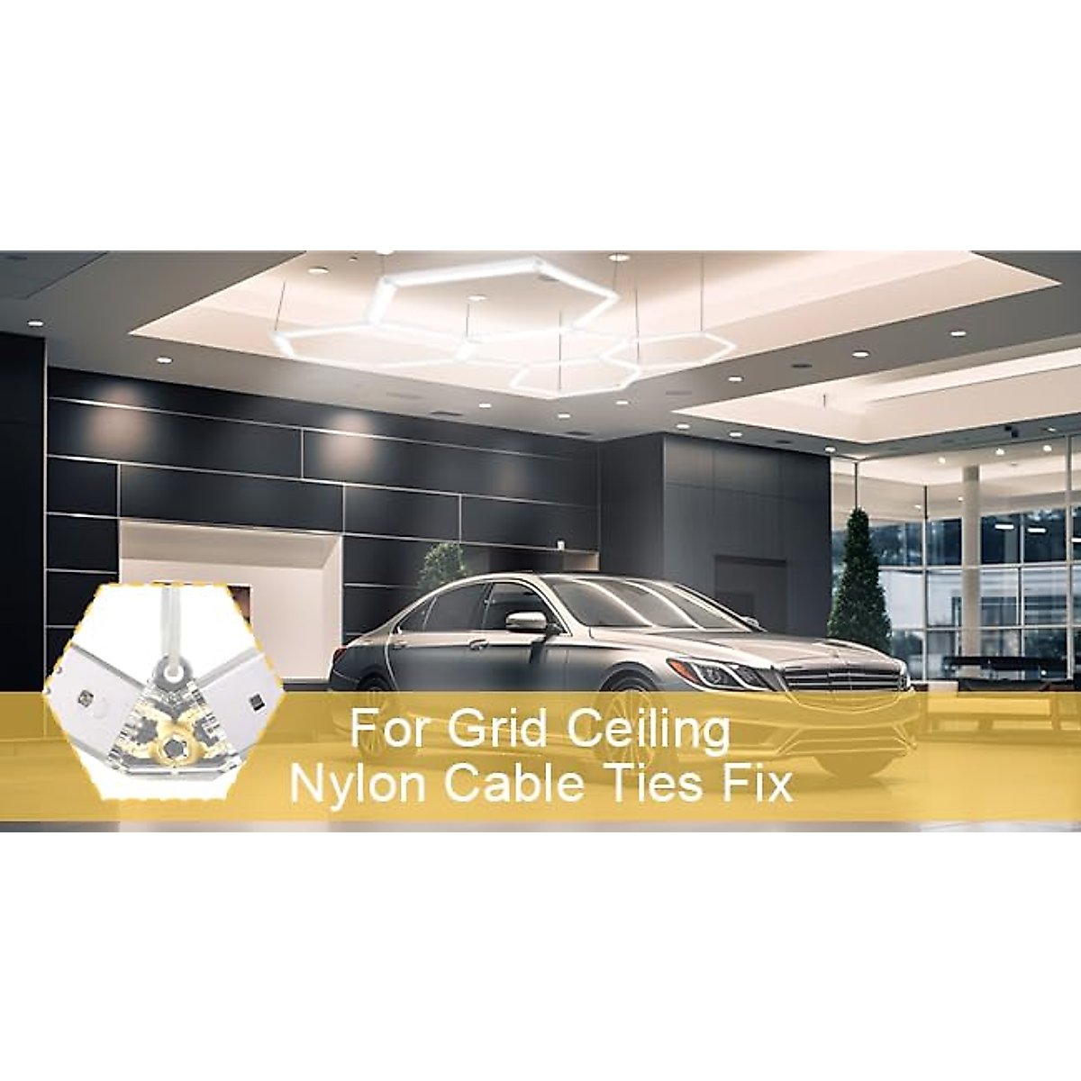 Brivulgent Hexagon LED Lights 5 Grid Garage Car Detailing - Hexagon Ceiling Lights Total Gym, Barber Shop, Workspace - Flicker-Free LED Hex Lights with Wider Coverage