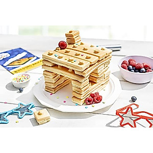 Building Brick Electric Waffle Maker- Cook Fun, Buildable Waffles, Pancakes in Minutes - Build Houses, Cars & More Out of Stackable Waffles- Bite Sized Easy to Hold, Nonstick Iron, Kids Breakfast Gift
