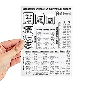 Talented Kitchen Measurement Metric Conversion Chart Magnet for Cooking, Refrigerator Magnetic White Vinyl with Weight, Liquid, Temperature for Fridge (5 x 7 in)