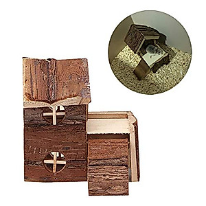 Hamster Wooden House Double Layers Hideout Hut for Dwarf Hamster Mouse Rat Gerbil (S)