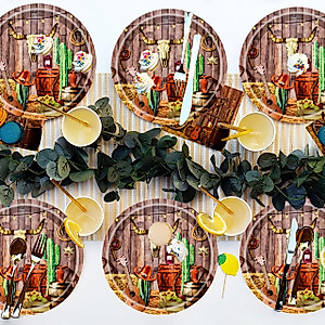 50Pcs Western Party Plates Western Cowboy Party Supplies 7"Wild West Dessert Paper Plates Wood Grain Plates Western Cowboy Theme Baby Shower Camp Fire Camping Barn Wild West Birthday Party Decor