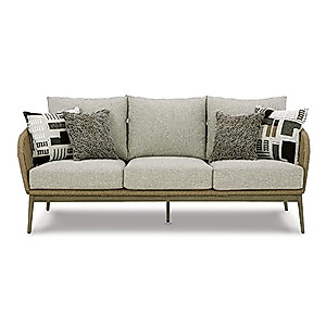 Signature Design by Ashley Swiss Valley Bohemian Outdoor Sofa with Cushion, Light Brown