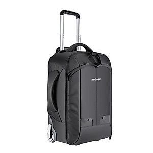 Neewer 2-in-1 Convertible Wheeled Camera Backpack Luggage Trolley Case with Double Bar, Anti-Shock Detachable Padded Compartment for SLR/DSLR Cameras, Tripod, Lens and Other Accessories (Black/Green)