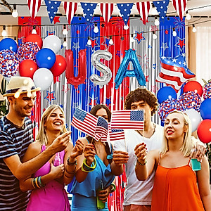 Red White and Blue Balloons Party Decorations with Patriotic Theme Foil Fringe Curtain for Graduation Party Supplies Nautical Veterans Memorial Day 4th of July Balloon Arch Decorations