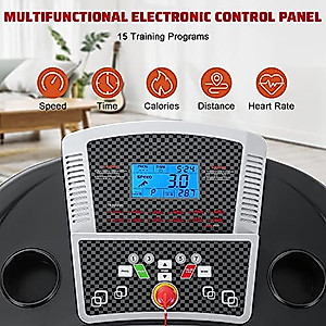 Treadmill for Home Folding Treadmill Running Machine Electric Treadmill with 3-Level Manuel Incline 15 Preset Training Programs on LCD Display and 2.5HP Power 8.5MPH Max Speed 220lbs Black