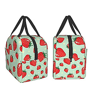 Strawberry Fashion Lunch Box Travel Bag Picnic Bags Insulated Durable Shopping Bag Back To School Reusable Waterproof Bags For Man Woman Girls Boys