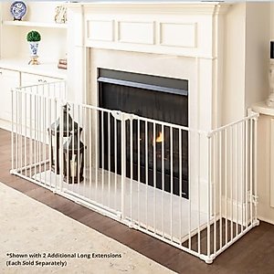 Qdos Safety Construct-A-SafeGate Customizable Extra Wide Walk-Through Baby Gate Fits 35.4”-82.7” with Included 2 Sections & Door | for Fireplaces, Large Openings or Unique Stairways | White