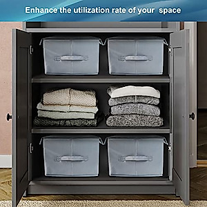 2 Pack Drawer Organizers for Clothes - Wardrobe Closet Organizer and Storage with Transparent Lids for Jeans Pants Dresses Sweaters Shirts, Stackable Large Size Fabric Organization Bins - 9 Grids Grey