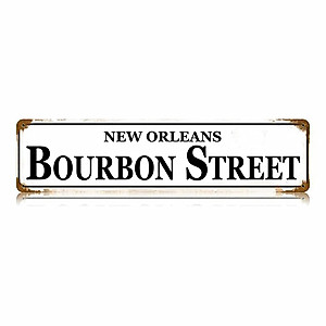 SLIYIYoo Super Durable Metal Sign Bourbon Street Tin Sign Vintage Wall Decoration Home Garden Kitchen Art Sign 4 x 16 inch