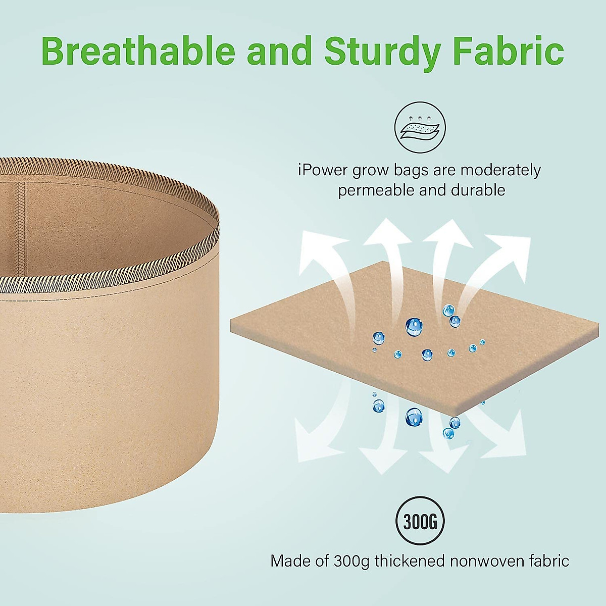 iPower 10-Pack 20 Gallon Aeration Grow Bags Thick Nonwoven Fabric Pots with Handles, for Fruits, Vegetables, and Flowers, Tan