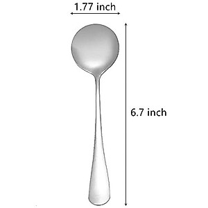 20 Piece Soup Spoons, Round Stainless Steel Bouillon Spoons Round Spoons 6.7 inch