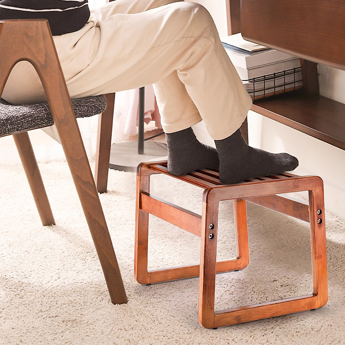 Nicunom Wooden Step Stools for Adults Kids, One Step Stool Wooden Foot Rest Stool Potty Training Stool Stepping Stools for Bathroom, Bedroom, Kitchen, Bedside