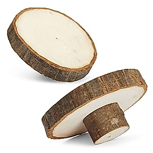 6 Pack Natural Wood Slice Cake Stand for Appetizers, Individual Mini Cupcake Holders, Rustic Style Cupcake Stand (3.5 x 1.5 in)