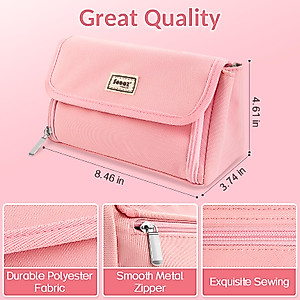 Sooez Super Large Pencil Case, Big Capacity Pencil Bag with 3 Compartments, Hold 200 pencils, Cute Pencil Pouch with Zipper, Portable Stationery Pen Bag, Aesthetic School Supplies For Girls, Pink
