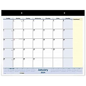 AT-A-GLANCE 2024 Desk Calendar, Monthly Desk Pad, 22" x 17", Standard, QuickNotes (SK7000024)