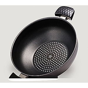 Happycall 5 Layer Diamond Nonstick Party Wok, 13inch, Stir Fry Pan, Jumbo Size, Double Handle Wok, Deep Frying, With Glass Lid