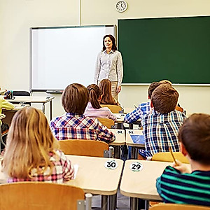 40 Pieces Eucalyptus Laminated Student Numbers Classroom Decorations Cutouts Circle Wood Grain Cutouts Bulletin Board Accents Cutouts with 40 Adhesive Glue Point Dots for Toddler Kids Classroom