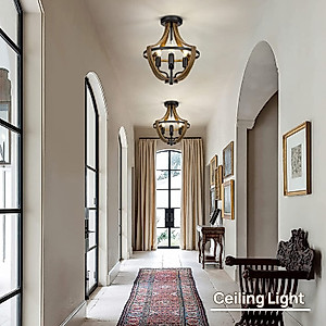 WOAEKR 13.1" Modern Farmhouse Hanging Pendant Lighting, 4-Light Rustic Interior Flush Mount Ceiling Light Fixture, Vintage Chandelier for Hallway Foyer Dining Room Entryway Kitchen Island Bedroom