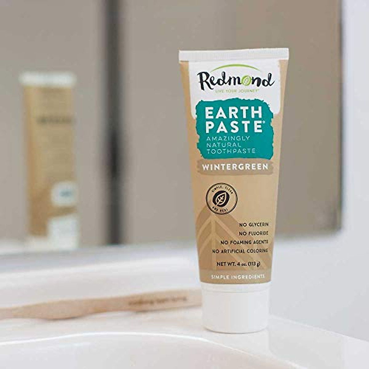 Product Name: REDMOND - Earthpaste All Natural Non-Fluoride Vegan Organic Non GMO Real Ingredients Toothpaste, Wintergreen, 4 Ounce Tube (6 Pack)