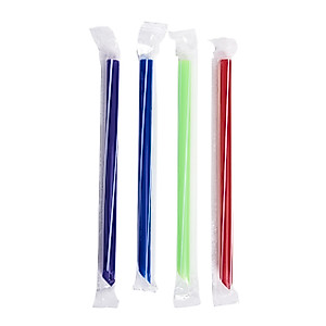 Extra-Wide Smoothie Straws [100 Pack] Bubble / Boba Tea Straws, Individually Wrapped, Assorted Colors