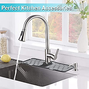 Faucet Handle Drip Catcher - Silicone Faucet Handle Drip Catcher Mat for Kitchen Sink,Silicone Faucet Mat Fit Most Faucets,Faucet Drying Mat for Kitchen & Bathroom Countertop Protect（Gray)