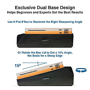 Premium Dual Whetstone Knife Sharpener, Grits 800/3000. Premium Sharpening Stones for Fine Pocket, Blade & Kitchen Knives. Waterstone Kit with Non-Slip Case, Dual Angle Base & Flattening Stone