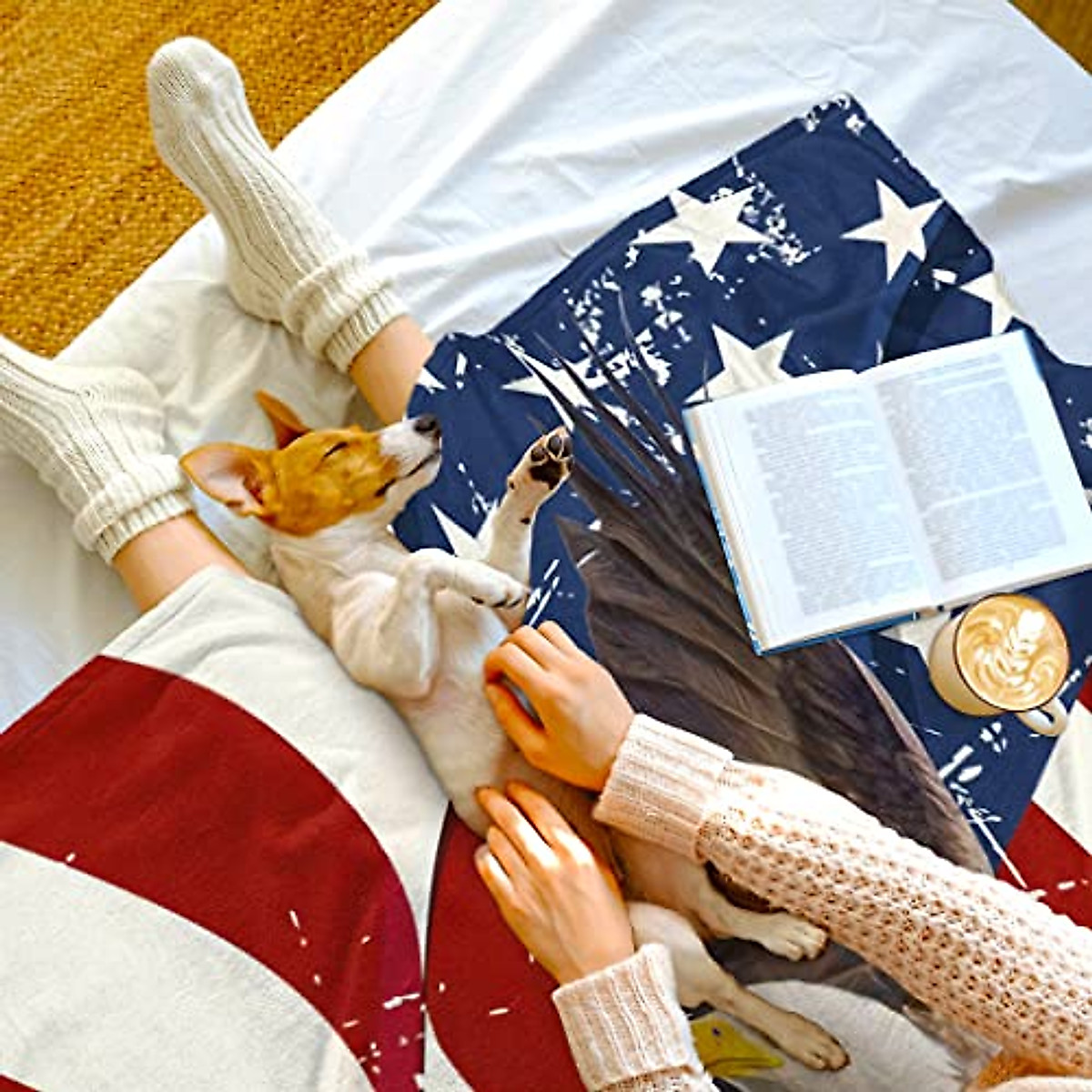 YRAQLVU US Flag Eagle Throw Blanket for Couch Patriotic American National Flag Flannel Fleece Blanket for Unisex Adult Kid, Great Gift for Veteran Friend or Family, 50x60 Inches, USA Flag, Vertical